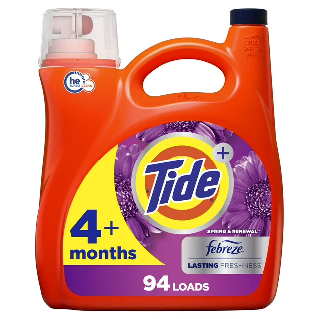 Tide Ultra Febreze Liquid Laundry Detergent, HE, Spring & Renewal Scent ...