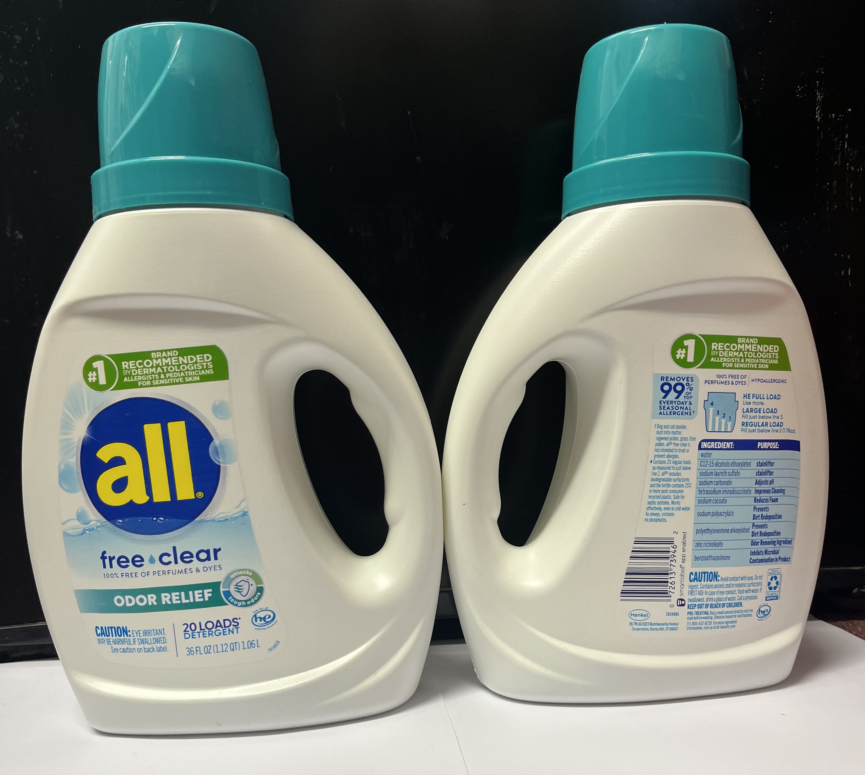 all free clear Odor Relief Liquid Detergent 20Loads 36FL OZ. AMERICAN ...